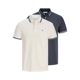 Jack & Jones Jack & Jones Herren Poloshirt &raquo;JJEPAULOS im Doppelpack mit Logostickerei und Komfort&laquo; Packung, 2er-Pack, 2 unifarben mit Farbeinsatz, modisch, schmal,