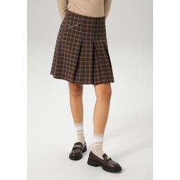Aniston Casual Damen Aniston CASUAL Faltenrock mit Zierrei&szlig;verschluss im Vorderteil braun 36