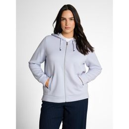 Tom Tailor Plus Damen Tom Tailor PLUS Kapuzensweatjacke aus Scuba Stoff blau 52