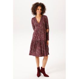 Aniston Casual Damen Aniston CASUAL Jerseykleid mit grafischen Bl&auml;tterdruck - jedes Teil ein Unikat - NEUE KOLLEKTION rot 44, N-Gr