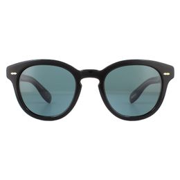 Oliver Peoples Runde Unisex Schwarz Blau Polarisierte Sonnenbrille