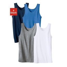 H.I.S. H.I.S Kinder Unterhemd Packung, 4 Stk. unifarben, Tanktop, Feinripp-Qualit&auml;t blau 92, 4 Stk., N-Gr