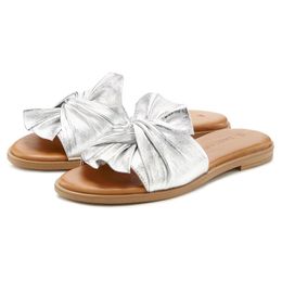 Lascana Damen Lascana Pantolette &raquo;Mule, Sandale, offener Schuh, Sommerschuh,&laquo; aus Leder silber 38