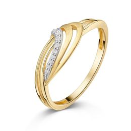 Firetti Damen Fingerring &raquo;Schmuck Geschenk Gold 333 Damenring Ring Welle bicolor&laquo; mit Zirkonia (synth.) 62, Gelbgold 333, 2mm