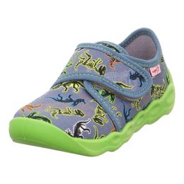 Superfit Jungen Hausschuh &raquo;BUBBLE WMS: mittel&laquo; Kindergartenschuh mit Motivdruck, Gr&ouml;&szlig;enschablone zum Download blau 31