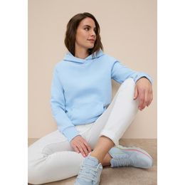 Tamaris Damen Kapuzensweatshirt &raquo;aus weicher Baumwollmischung&laquo;, figurumspielender Schnitt mit Tasche blau 40/42
