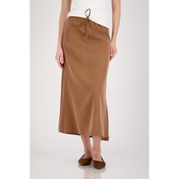 monari Damen Midirock &raquo;Rock Basic Cupro&laquo; Seidig glatte Haptik, Midi-L&auml;nge, Bindeband, Seitenschlitz braun 36