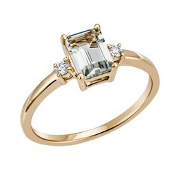 Firetti Damen Fingerring &raquo;Schmuck Geschenk Gold 585 Damenring Ring Rechteck Baguette&laquo; mit Amethyst 54, 0,07 SI = kleine Einschl&uuml;sse, Gelbgold 585, 