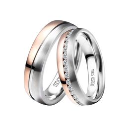 DOOSTI Unisex DOOSTI Trauring &raquo;Schmuck Geschenk Edelstahl Trauring Ehering Partnerring LIEBE&laquo; wahlweise mit oder ohne Zirkonia rosa 56, ohne Zirkonia,