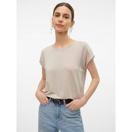 V&eacute;ro Moda Vero Moda Damen T-Shirt &raquo;VMAVA PLAIN SS TOP JRS NOOS&laquo; Materialmix, regular fit beige M (38)
