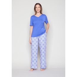 JOOP! Damen JOOP! Pyjamahose mit Allover-Print und seitlichen Taschen blau 38, N-Gr
