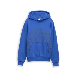Tom Tailor Herren Tom Tailor Kapuzensweatshirt, mit K&auml;ngurutasche und Print / f&uuml;r Boys blau 128