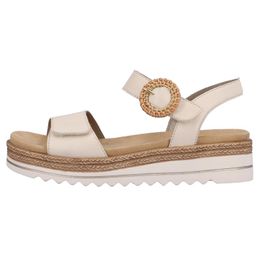 Remonte Damen Keilsandalette Sommerschuh, Riemchensandale mit praktischen Klettverschl&uuml;ssen beige 36