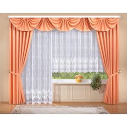 Stickereien Plauen Gardine &raquo;Bianca&laquo; Kr&auml;uselband 1 Stk. tlg. veredelt mit echter Plauener Spitze Stickerei wei&szlig; Polyester 145cm, Kr&auml;uselband, 600cm