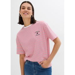 bonprix Damen bonprix T-Shirt lockere Passform, Kurzarm-Design, aus Baumwolle, mit Stickerei rot 40/42 (M)