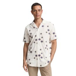 Tom Tailor Herren Tom Tailor Kurzarmhemd mit floralen Prints und Viskose rot M, N-Gr