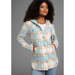 Kangaroos Damen Kangaroos Fleecejacke mit Kapuze mit bedrucktem Karo Muster, weite Passform, &Uuml;bergangsjacke braun 36