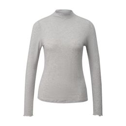 comma, Comma Casual Identity Damen comma casual identity Langarmshirt &raquo;semitransparente Optik&laquo; hoher Rundhalsausschnitt, casual, slim fit, mit Wolle grau 40