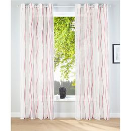 OTTO home Gardine &raquo;Dimona&laquo; &Ouml;sen 2 Stk. tlg. 2-er Set, transparent, Voile, Polyester, Wellen rosa Voile, Polyester 245cm, &Ouml;sen, 140cm