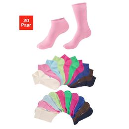 H.I.S. H.I.S Damen Basicsocken &raquo;Damen und Herren Atmungsaktiver Baumwollanteil; Business, Basic&laquo; Packung, 20 Paar tlg. zwei L&auml;ngen im Kombi Pack bunt 35-38