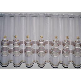 Stickereien Plauen Scheibengardine &raquo;Goldtanne&laquo; Stangendurchzug 1 Stk. tlg. mit echter Plauener Spitze Stickerei bunt Voile, Polyester 40cm, Stangendurchzug, 95cm