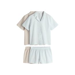 The Set Shorty Damen Gr&ouml;&szlig;e XXL/XXXL dunkelbeige / hellblau / wei&szlig; Sommerkleid