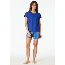 Schiesser Damen Shorty &raquo;Casual Essentials&laquo; 2tlg., 2 mit unifarbenem Shirt und gestreifter Hose blau 38