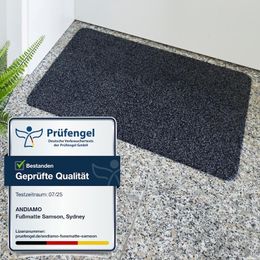 ANDIAMO Fu&szlig;matte &raquo;Samson, Made in Netherlands&laquo; rechteckig 6 mm H&ouml;he Schmutzfangmatte, waschbar, rutschhemmend, auch als 2er Set erh&auml;ltlich grau Baumwolle, 