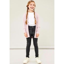 name it M&auml;dchen Strickjacke &raquo;NKFVICTI &ndash; Cardigan ohne Verschluss aus Feinstrick&laquo; unifarben, casual, regular fit, Feinstrick, V-Ausschnitt lila 158/164