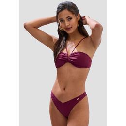 Copenhagen Studios Damen Bandeau-Bikini-Top &raquo;Nela&laquo; mit V-f&ouml;rmigem Cut-Out vorn rot 38, Cup A/B