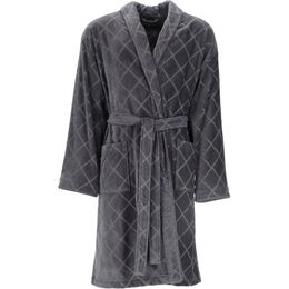 Vossen Herrenbademantel &raquo;Barron, ideal f&uuml;r Sauna & Spa, Hotelbademantel, Morgenmantel&laquo; 1 Stk. mit Schalkragen, Rautendesign grau Webvelours XL L: 120cm