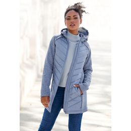 Vivance Damen Steppjacke mit Kapuze mit Strickfleece-&Auml;rmeln blau 36