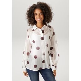 Aniston Casual Damen Aniston CASUAL Hemdbluse mit Punkten bedruckt - jedes Teil ein Unikat braun 48