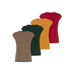 Boysen's Boysen's Damen T-Shirt &raquo;im Basic-Stil, weicher Baumwoll-Jersey, viele Farben und Gr&ouml;&szlig;en&laquo; Packung, 4er-Pack, figurumspielende Passform, 