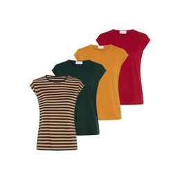 Boysen's Boysen's Damen T-Shirt &raquo;im Basic-Stil, weicher Baumwoll-Jersey, viele Farben und Gr&ouml;&szlig;en&laquo; Packung, 4er-Pack, figurumspielende Passform, 