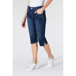 MAC Damen MAC Caprijeans &raquo;CAPRI&laquo; Eingelegte Zierfalten am Saum blau 38, L&auml;nge 19