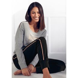 Vivance Dreams By Lascana Damen Vivance Dreams by Lascana Pyjama Set, 2 tlg. mit kontrastfarbenen Tape Details schwarz 40/42