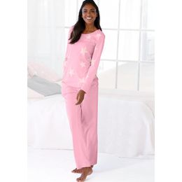 Arizona Damen Pyjama Set, 2 tlg. in melierter Optik mit Sternen rosa 36/38
