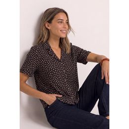 Street One Damen Street One Blusenshirt Kurzarm mit Turn-Up-Detail, durchgehende Knopfleiste, Punktemuster 42