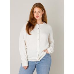 Base Level Curvy Damen Cardigan &raquo;Yulia&laquo; mit Woll-Anteil und Knopfleiste beige 46