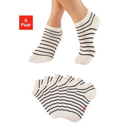 H.I.S. H.I.S Herren Sneakersocken &raquo;Damen Sneaker Socken, Geringelte Kn&ouml;chelsocken, Freizeitsocken&laquo; Packung, 6 Paar tlg. mit maritimen Design schwarz-wei&szlig; 35-