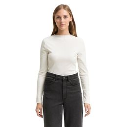 Tom Tailor Denim Damen Tom Tailor Denim T-Shirt mit gewelltem Saum wei&szlig; S (36)