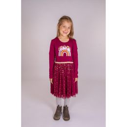happy girls M&auml;dchen happy girls Jerseykleid mit T&uuml;llrock und hochwertiger Bl&uuml;tenapplikation auf dem Frontmotiv lila 92, N-Gr