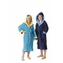 Egeria Kinderbademantel &raquo;Calypso&laquo; 1 Stk. mit Kapuze, Doubleface Optik, 100 % Baumwolle blau Walkfrottee 152/158 L: 110cm
