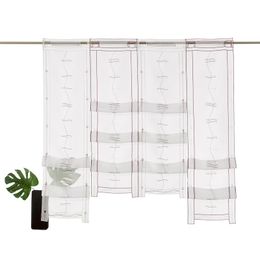 Weckbrodt-Gardinen Scheibengardine &raquo;Selina&laquo; Stangendurchzug 1 Stk. tlg. Hochraff, Gardine, Voile, echte Stickerei, transparent, Store lila Voile, Polyester 120cm, 