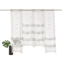 Weckbrodt-Gardinen Scheibengardine &raquo;Selina&laquo; Stangendurchzug 1 Stk. tlg. Hochraff, Gardine, Voile, echte Stickerei, transparent, Store braun Voile, Polyester 120cm, 