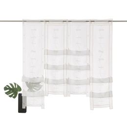Weckbrodt-Gardinen Scheibengardine &raquo;Selina&laquo; Stangendurchzug 1 Stk. tlg. Hochraff, Gardine, Voile, echte Stickerei, transparent, Store braun Voile, Polyester 120cm, 