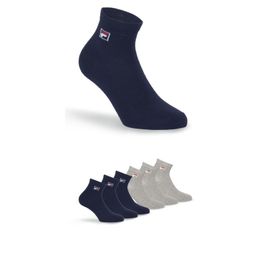 Fila Damen Kurzsocken &raquo;UNISEX QUARTER PLAIN SOCKS&laquo; 6 Paar, mit Logo-Schriftzug blau 35-38