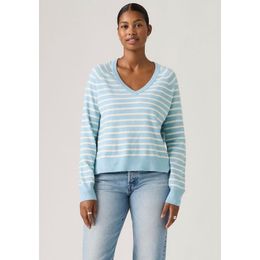Levi's Levi's Damen V-Ausschnitt-Pullover &raquo;SUPER SOFT VNECK PULLOVER&laquo; im Bund beidseitig mit kurzem Schlitz blau M (38)