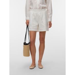 V&eacute;ro Moda Vero Moda Damen Shorts &raquo;VMELIZA HW SHORTS WVN NOOS&laquo; Baumwolle, high waist, Allover - Stickerei wei&szlig; S (36), N-Gr